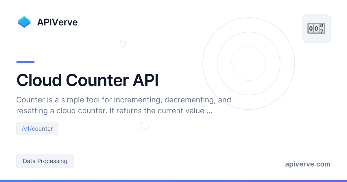 Cloud Counter API - Fast & Reliable Data Processing API | APIVerve